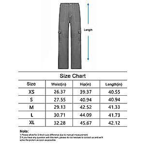 QYANGG High Waist Cargo Pants Women Stretch Baggy Cargo Pants Women Multiple Pockets Relaxed Fit Straight Wide Leg Y2K Pants Grey