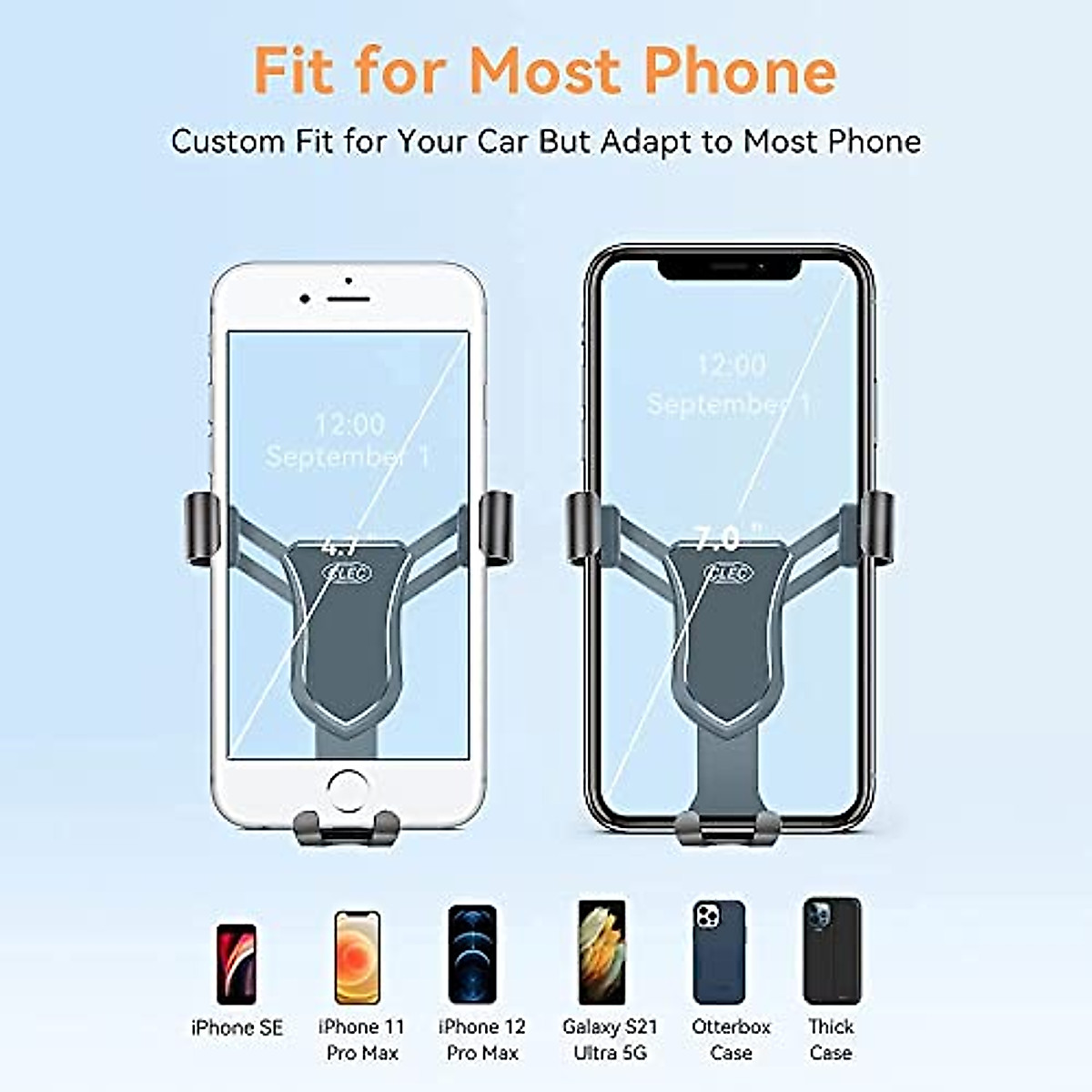 KUCOK Car Phone Holder Mount Fit for Toyota Highlander 2014/2015/2016/2017/2018/2019,Cell Phone Holder Air Vent Dash Mount with iPhone 4.7-6.7 Inch Smart Phone,Custom Fit Auto Phone Mount