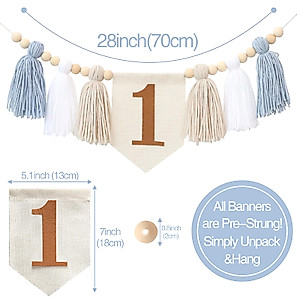 Baby Boy First Birthday Party Decorations Blue High Chair Banner 1st Birthday Crown Cake Topper 1st Birthday Decor