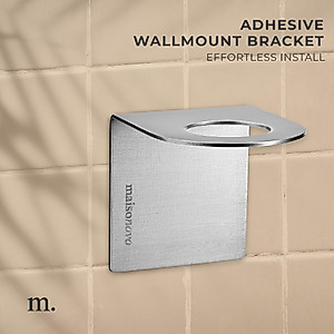 MaisoNovo Shampoo and Conditioner Dispenser - Shower Soap Dispenser Wall Mounted - 16.9 fl oz Set of 3 Clear Plastic Bottles White Bamboo Pump - Shampoo Dispenser, Shower Dispenser 3 Chamber No Drill