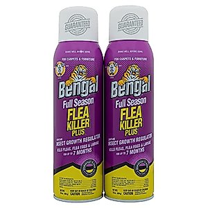 Bengal Full Season Flea Killer Plus, Flea and Tick Aerosol Spray with Insect Growth Regulator, 2-Count, 16 Oz. Aerosol Cans