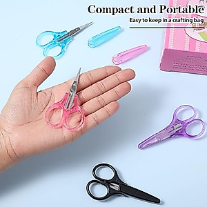 Yolev 8pcs Mini Craft Scissors Set Stainless Steel Scissors with Protective Cover Straight Tip Sewing Small Scissors for Adults Special Needs, Paper Cutting Sewing Work Art Craft