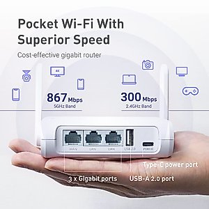 GL.iNet GL-SFT1200 (Opal) Secure Travel WiFi Router & GL.iNet GL-AXT1800 (Slate AX) Pocket-Sized Wi-Fi 6 Gigabit Travel Router