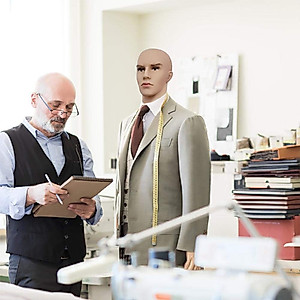 Male Mannequin Full Body Dress Form Sewing Dress Model Stand Adjustable 73 inch Realistic Detachable Manikin Body Display Head Arm Rotation Metal Base