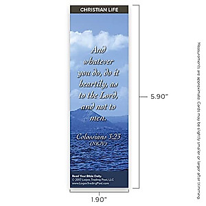Christian Bookmark with Bible Verse, Pack of 25, Christian Life Themed, And Whatever You Do, Do It Heartily, Colossians 3:23-24
