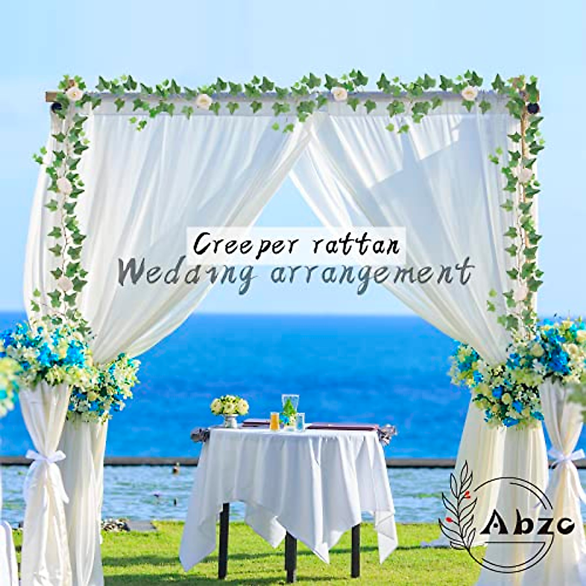 Abzo 57 Pcs Fake Ivy Leaves Artificial Ivy Wreath Green Leaf Plants for Wall Hanging Plants Greenery Background Furniture Bedroom Wedding Decor DIY Jungle Themed Party Decor