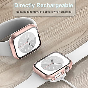 [3 Packs] Case for Apple Watch 40mm SE Series 6 Series 5 Series 4 with Tempered Glass Screen Protector,Hard PC Protective Bumper and Ultra-Thin Face Cover for Iwatch SE/6/5/4 40mm(3 Colors)
