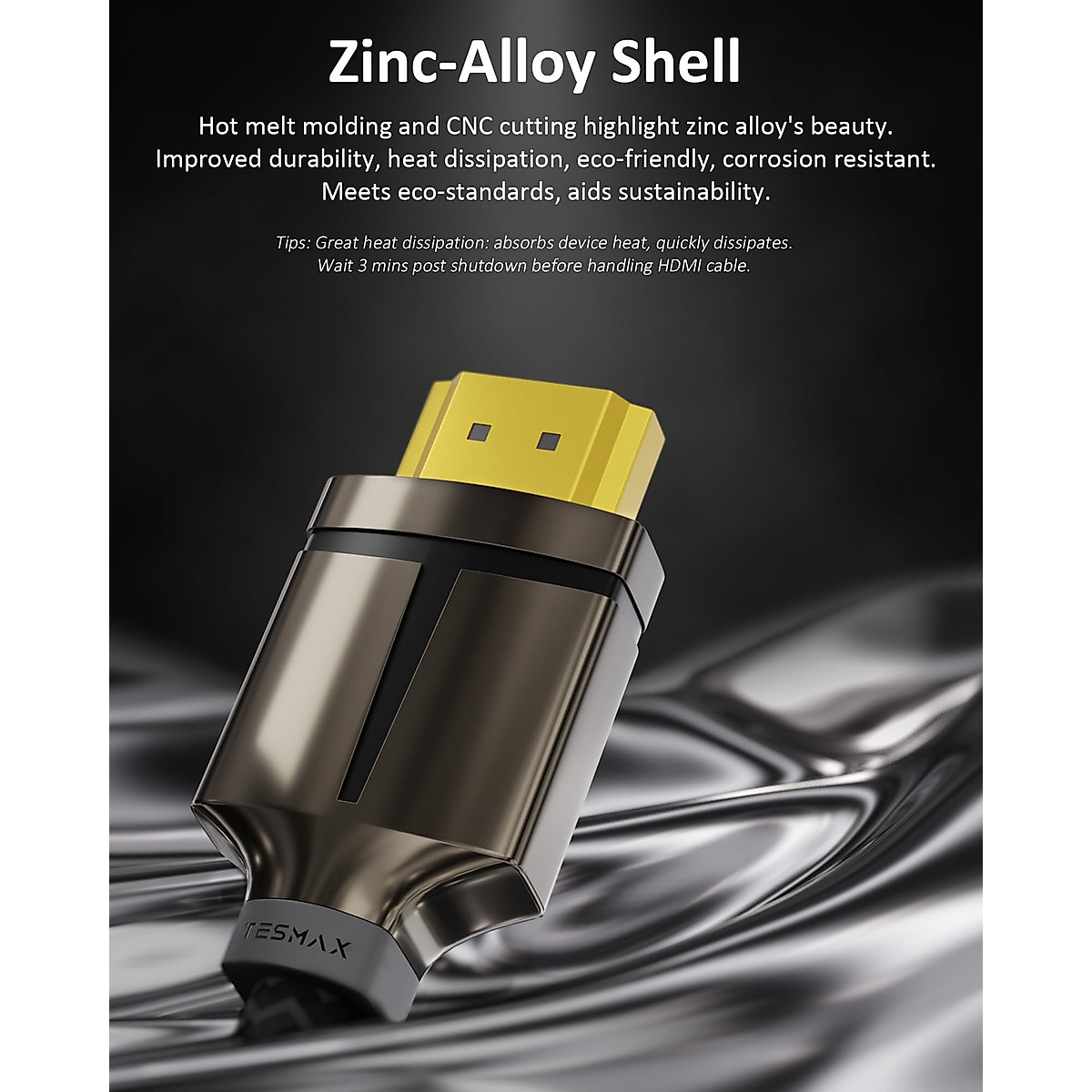 8K HDMI Cable 48Gbps 6.5FT, TESMAX Certified Ultra High Speed 8K60Hz 4K120Hz, HDCP 2.2 2.3 Dynamic HDR HDR10 eARC,Compatible with Dolby Vision Apple TV 4K/Samsung/LG/Sony/Ruko/PS5/Xbox/RTX3080/Blu-ray