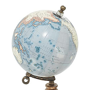 Deco 79 Plastic Globe with Wood Base, 5" x 5" x 10", Brown