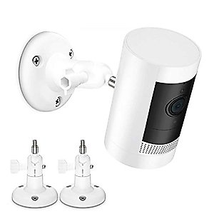 TIUIHU [Upgraded Version] 360 Degree Adjustable Mount for Ring Stick Up/Pro/Indoor Cam/Battery Cam, Stable Outdoor Ceiling Bracket Mounting Kit Camera Accessories for Ring Plug-in HD(2 Pack,White)