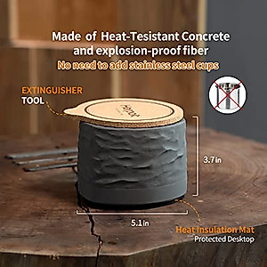 Concrete Tabletop Fire Pit,Portable Ethanol Fireplace,Mini Personal Fireplace,Table top Fireplace,Smores Maker,Rubbing Alcohol Fire Bowl Pot for Indoor and Outdoor use