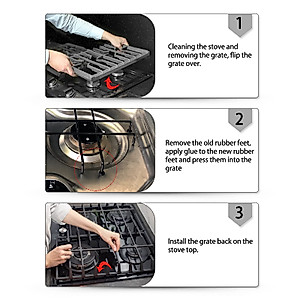 SMEV 50805 RV Stove Parts Grommets for Dometic Stove Top Parts D21 Cooktop Grate Rubber Grommets Replacemet RV Stove top rubber bumpers Dometic Stove Protector Range Burner Grate Rubber Feet Pad 12Pcs