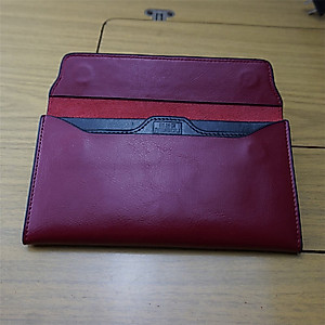 NIGEDU Women Long Wallet Genuine Cowhide Leather Cards Holder Clutch Purse Phone Bag (Wine Red)