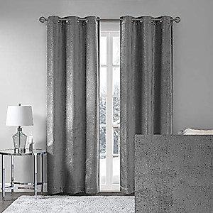 Madison Park Luxe Chenille Window Curtain Pair, 42" W x 108" L, Grey