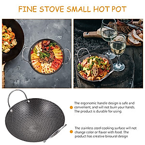 Hemoton Ramen Cooker 1pc Small Hot Pot Travel Steel Wok Anti-Scratch Stainless Steel Non Stick Frying Pans