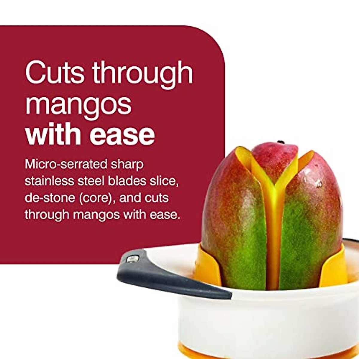 Zyliss Slice & Peel Mango Tool - Mango Slicer, Peeler and Pit Remover Tool - Mango Cutter with Stainless Steel Microblades - Dishwasher-Safe Kitchen Tool & Gadget