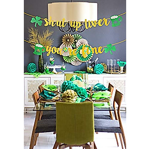 Weimaro Shut Up Liver You Are Fine Banner, Glittery St. Patrick’ s Day Decorations, Funny Drinking Indoor Home St Patricks Day Party Decorations, Irish Lucky St Patty’ s Day Decorations Supplies Decor