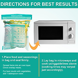 Resurhang 100 Pack Zipper Microwave Steam Bags Reusable Steam Cooking Bags for Vegetables Potatoes and Meat