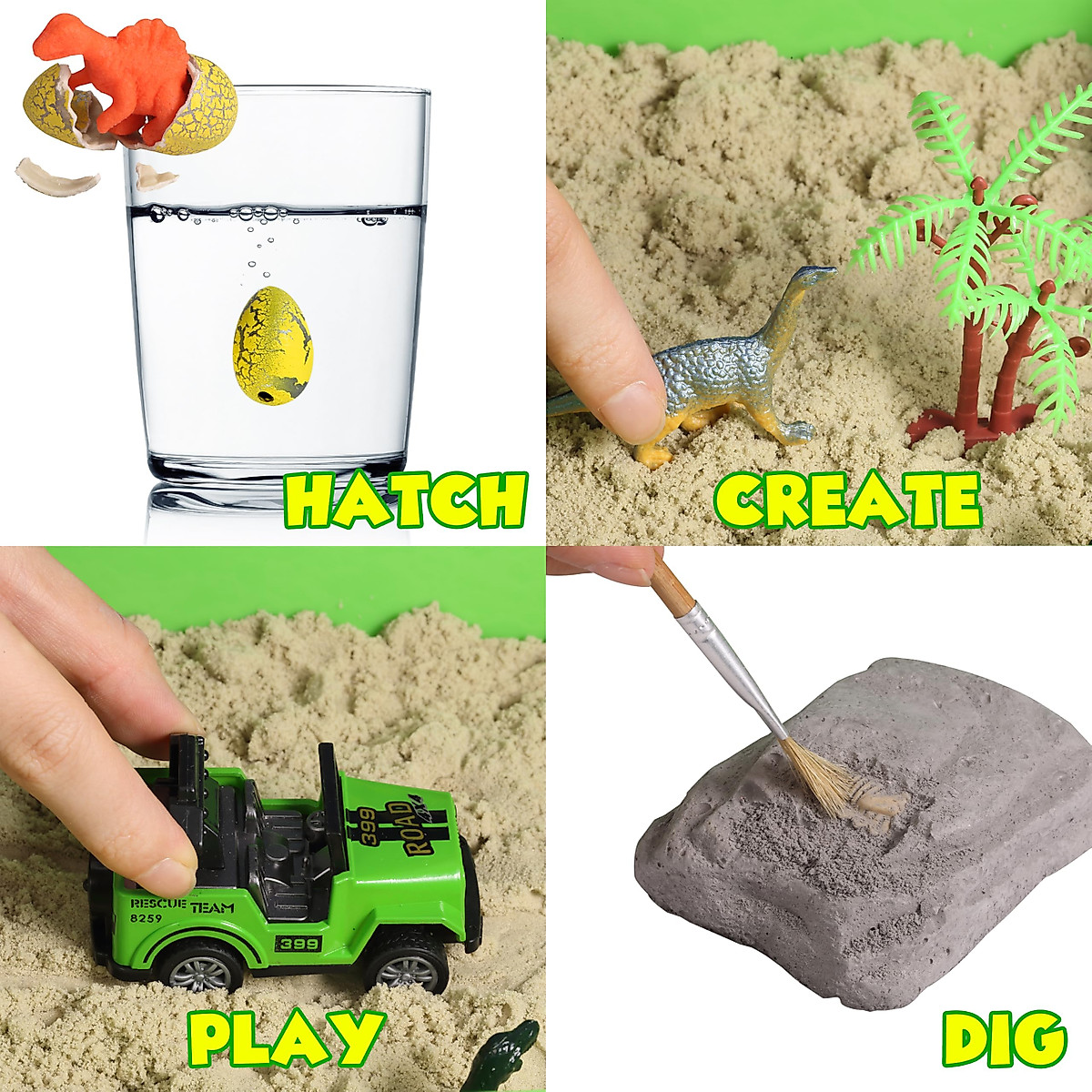 AGENTLAN Dinosaur Sensory Bin, Dinosaur Dig Sensory Toys with Play Sand for Toddlers Boys and Girls, Kids Toys Gift Sand Box for Age 3 4 5 6 7 8