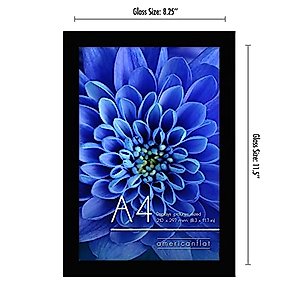 Americanflat A4 Picture Frame in Black - Composite Wood with Shatter Resistant Glass - Horizontal and Vertical Formats for Wall and Tabletop - 8.3 x 11.7 in - Pack of 2