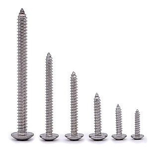 #10 x 3/4" Truss Head Wood Screw, Phillips Truss Head Self Tapping Sheet Metal Tek Screw, 18-8 Stainless Steel 304, Brgiht Finish, 100 PCS