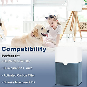 Blue-pure Replacement Filter for BLUEAIR Blue Pure 211+ and Max Purifier, Blue 211+ Particle and Activated Carbon Filter, 211+ Filter