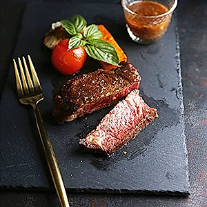 MAPRIAL Slate Cheese Boards, 6 Pack 9 x 6” Slate Plates Black Mini Charcuterie Boards Serving Tray Stone Plates Display Chalkboard with Soapstone Chalks for Sushi, Meats, Cheese, Cake, Appetizers