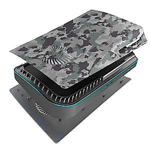 calaxike PS5 Cover Plate with Anti-Scratch, Anti-Fingerprint and Airflow Vents - Grey Camouflage Design
