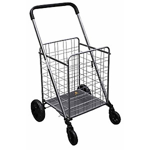 Utility Folding Shopping Cart with 360° Wheels for Grocery, Laundry and Travel, 88lbs Capacity (X-Large)