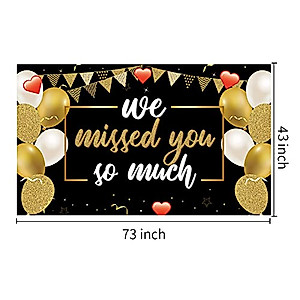 Welcome Home Decorations We Missed You So Much Banner Backdrop, Black Gold Welcome Back Home Family Party Supplies, Patriotic Military Homecoming Army Deployment Returning Back Poster Decor