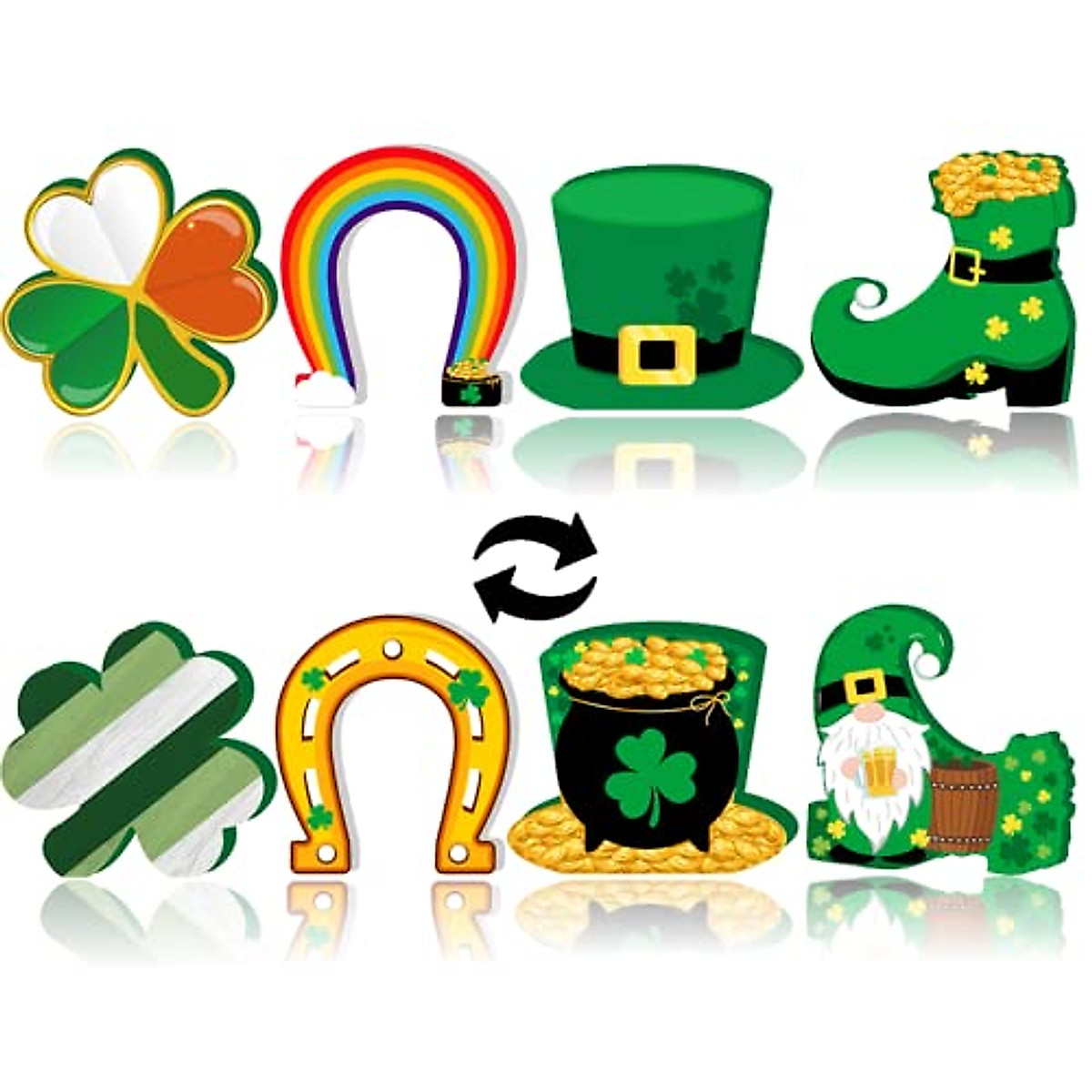 4 Pieces St. Patrick's Day Table Wooden Signs Lucky Shamrock Gnomes Wooden Signs St. Patrick's Table Decorations Irish Lucky Table Centerpiece for Desk Office Home Party Decoration Tiered Tray Decor