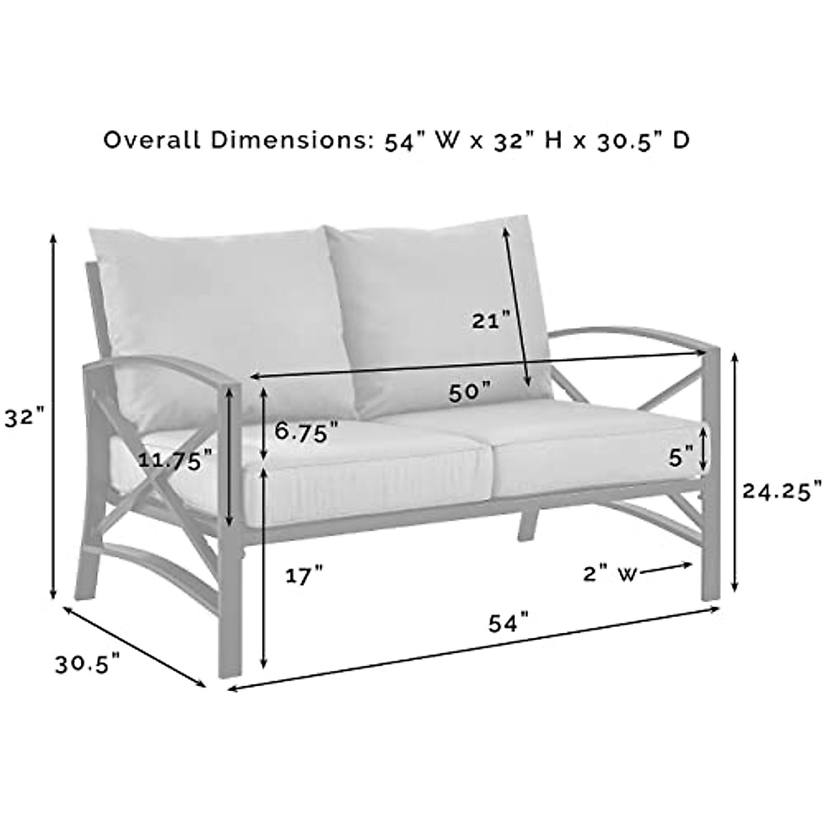 Crosley Furniture KO60008BZ-OL Kaplan Outdoor Metal Loveseat, Oiled Bronze with Oatmeal Cushions