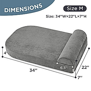 Lesure Orthopedic Dog Beds for Medium Dogs, Medium Memory Foam Dog Bed Pillow with Removable Washable Cover and Anti-Slip Bottom, Waterproof Liner Included, Grey, 34" L x 22" W x 7" H