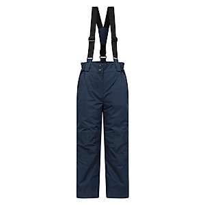 Mountain Warehouse Kids Winter Snow Pants, Reinforced Knees -Boys & Girls Ski Salopette Dark Blue 7-8 Years