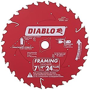 Diablo D0724A 7-1/4in 24T ATB Framing Saw Blade 5/8in & Diamond Knockout Arbor