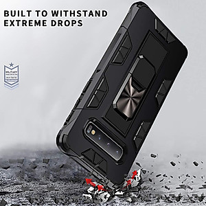Samsung Galaxy S10 Plus Case Samsung Galaxy S10+ Case Military Grade Built-in Kickstand Case Holder Armor Heavy Duty Shockproof Cover Protective for Samsung Galaxy S10 Plus Phone Case (Blue)