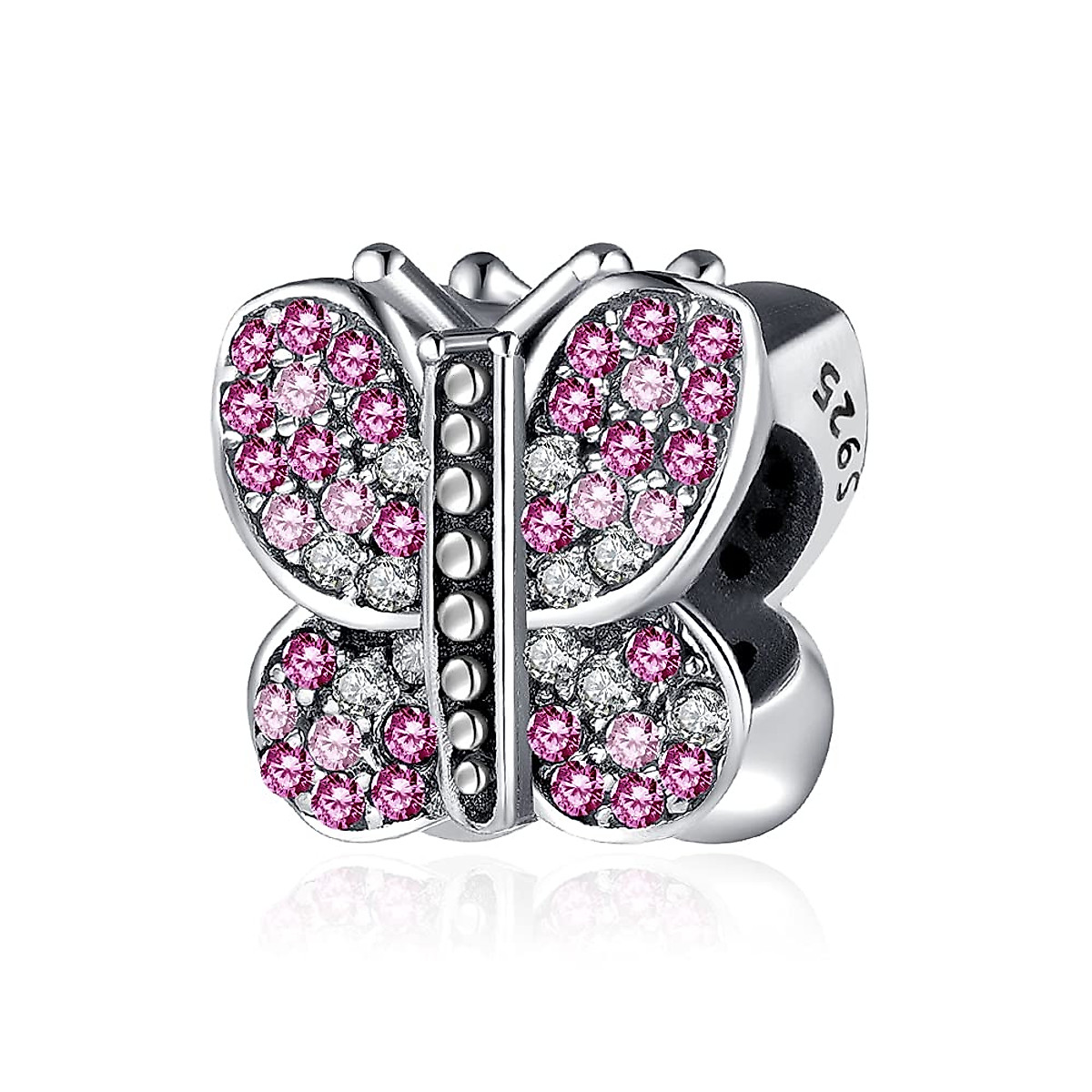 ARTCHARM Sparkling Butterfly with Colorful Enamel Charm 925 Sterling Silver Bead for European Compatible Brand Bracelet