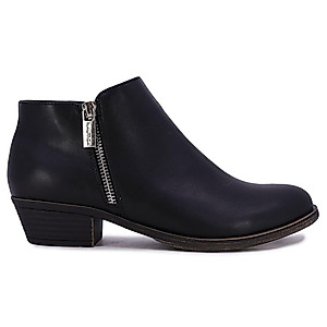 Nautica Women's Ankle Boots - Chic Vegan Leather Booties with Zipper | Low Heel, Versatile Style for Winter Fashion, Dress, or Casual Wear-Alara-Black Size-7.5