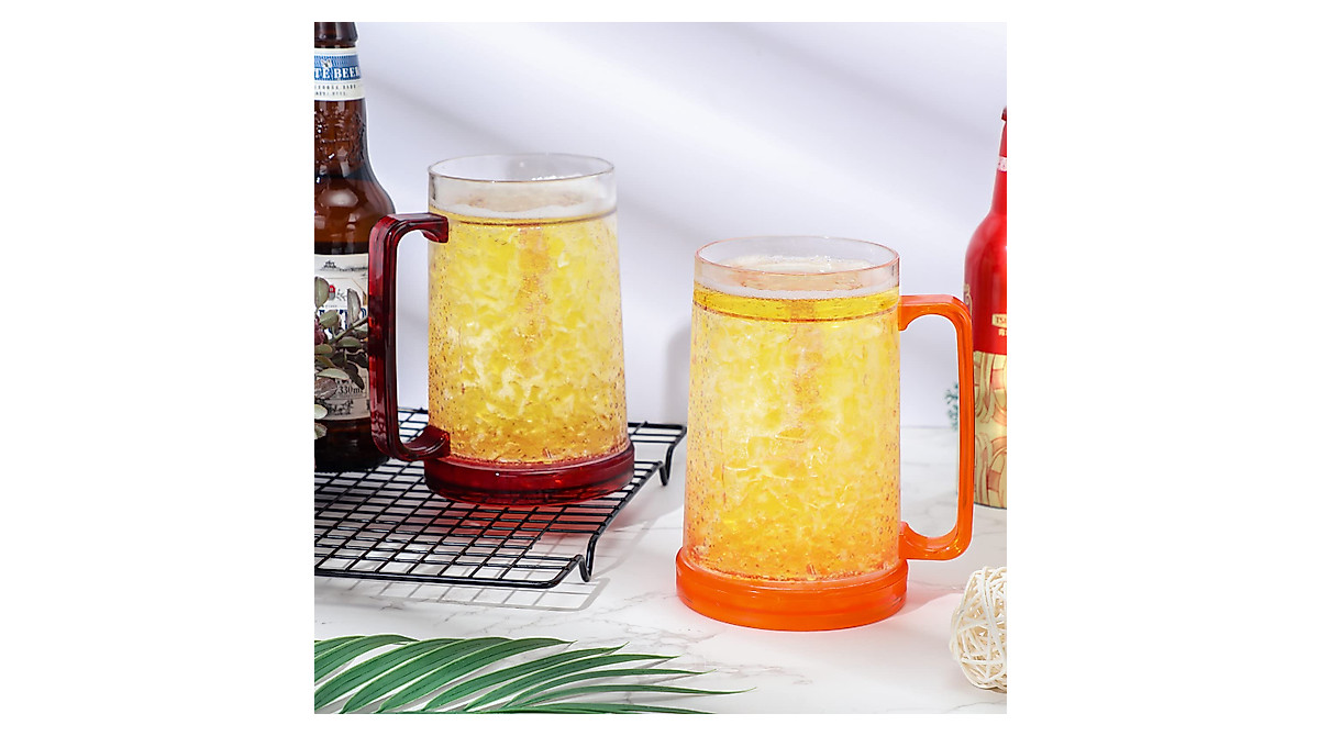 Insulated Freezer Beer Mugs - 6 Pack for Parties