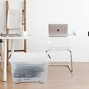 Tyminin 4-Pack 30 L Plastic Storage Box, Large Storage Bin with Wheels