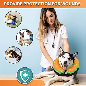 Protective Inflatable Dog Recovery Cone Collar for Smal Medium Large Dog, Soft E-Collar Dog Donut Cone Alternative After Surgery for Dogs Cats (Medium)