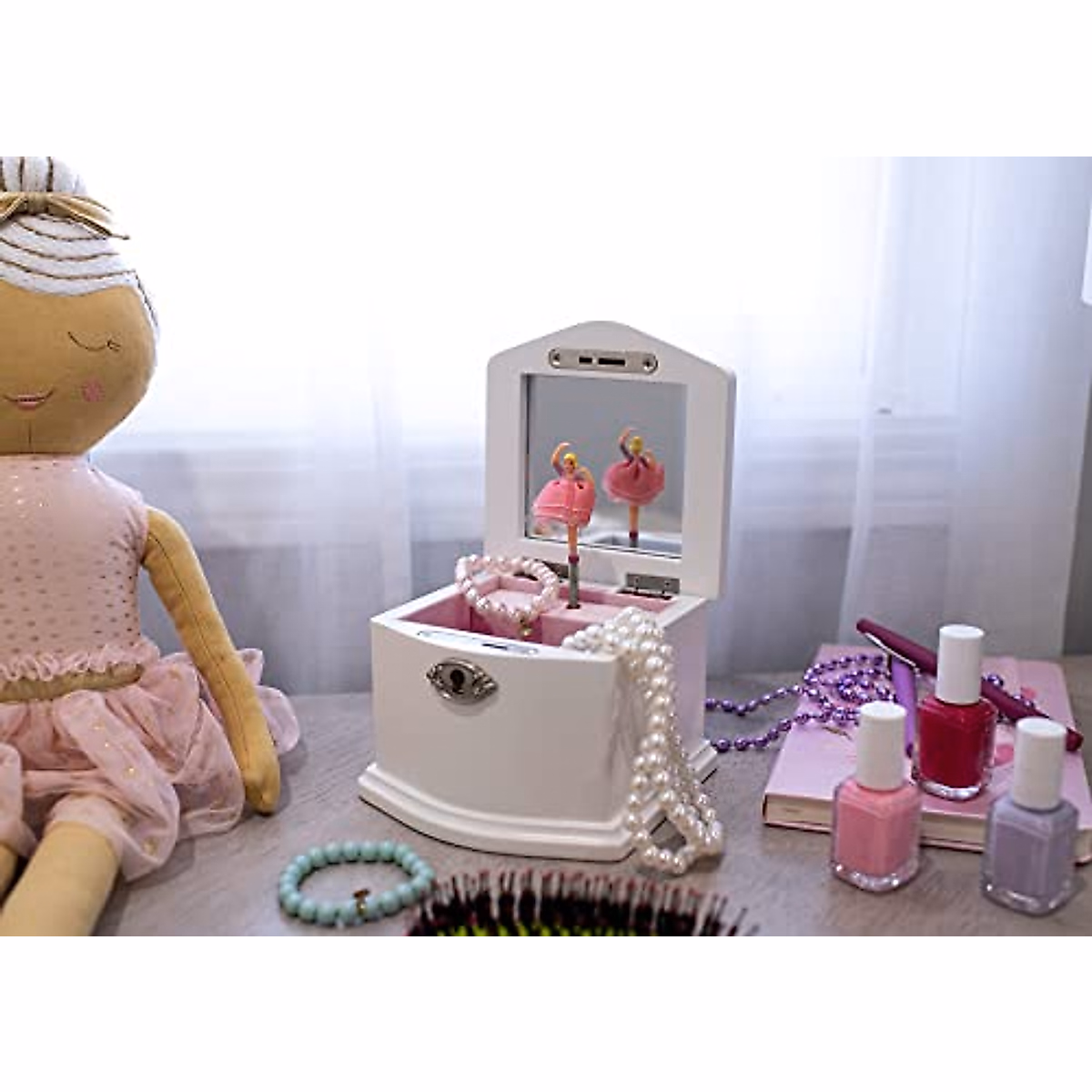 Cottage Garden Ballerina 5 inch Wood Musical Jewelry Box Plays Tune Dance of the Sugar Plum Fairy