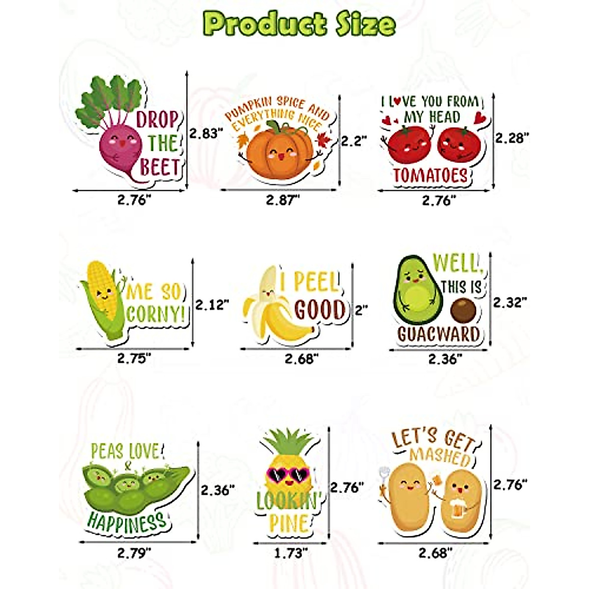 16PCS Funny Fridge Magnets Veggie and Fruit Puns Cute Magnets Vegetables Refrigerator Magnets Vegan Decorative Magnets Fun Magnets for Fridge Office School Whiteboard Magnet Stickers for Adult