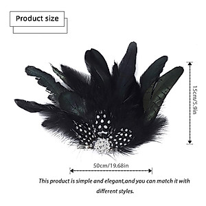GENBREE Flapper Headpiece Black Feather Hair Clip Rhinestone 1920s Feather Headbands Prom Party Head Accessories for Women and Girls (Style 1)