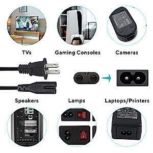 SHAFI® 10FT 2 Prong Samsung TV Power Cord - [UL] Non-Polarized NEMA1-15P IEC-C7 - Figure 8 Power Cable Replacement for Hisense TCL LG Sony TV Playstation PS5 PS4 Slim PS3 Xbox Series S/X - 10 Feet