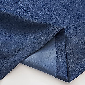 Privacy Sheer Curtains 84 inch Length 2 Panels Set, Semi Sheer Privacy Curtain Drapes, Navy Rod Pocket Velvet Opaque Privacy Curtains for Windows Living Room Bedroom Sunroom French Doors (52"W x 84"L)