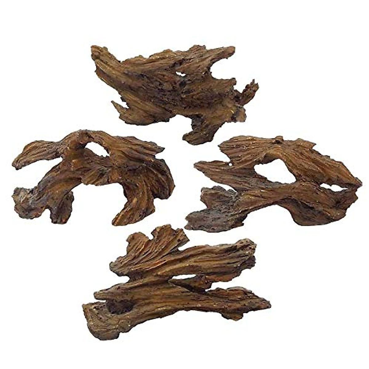 Tfwadmx 4 Pcs Aquarium Resin Driftwood Decoration Log Fish Tank Cave Hideout Wood Decor Freshwater Betta Ornament Aquarium Decorations
