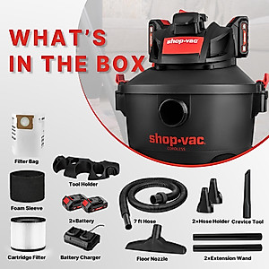 Shop-Vac 6 Gallon Wet Dry Vacuum Cleaner, 8.0 Peak Kpa Shop Vacuum with Blower Function, Cordless Vacuum Cleaner for Pet Hair, Jobsite, Garage, Home & Workshop