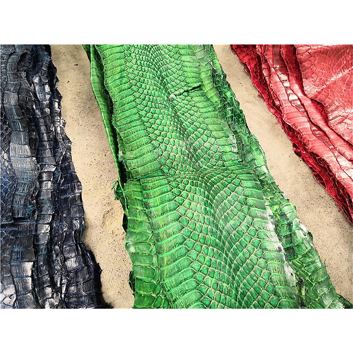 Snake Skin Snakeskin Pieces Assorted Colors Hide Leather Natural 47in (Green)