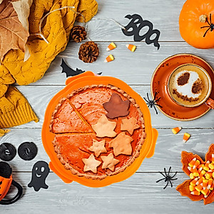 DIIRPPR 10 Inch Pumpkin Style Cake Carrier Keeper Stand with Handles and Lids Container for Transport Cake Holder Tray with Cover Round Cupcake Storage Kitchen Cooking Box ，Suitable for Halloween